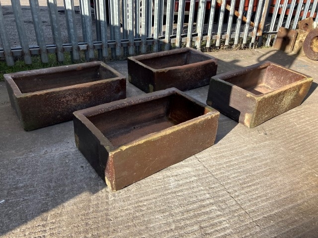 Four Victorian salt glazed troughs