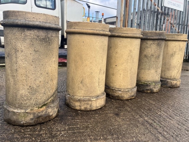 Five buff chimney pots