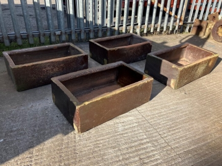 Four Victorian salt glazed troughs